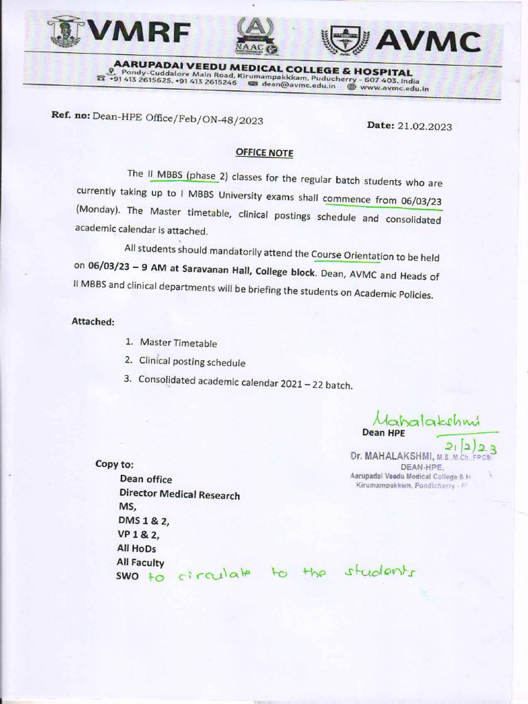 II MBBS - Phase 2 Classes | PDF