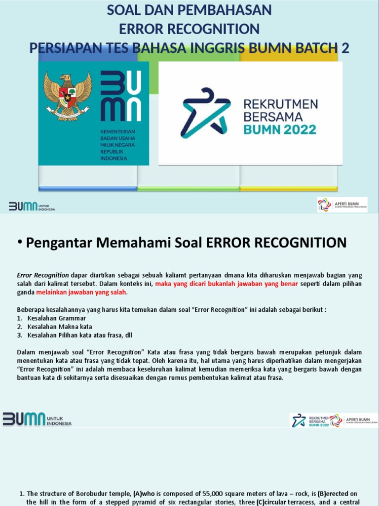 MEMAHAMI SOAL ERROR RECOGNITION DAN CONTOH-CONTOH PENYELESAIANNYA | PDF