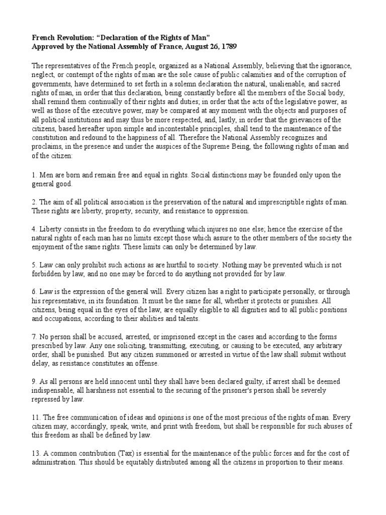 Declaration of Rights of Man Worksheet | PDF | Applied Ethics | Ethical ...
