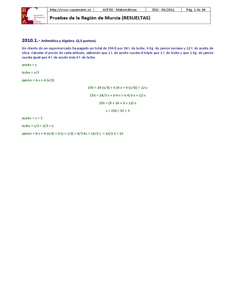 003 Murcia Recopilacion de Examenes 2003 2010 RESUELTOS | PDF | Integral | Matriz (Matemáticas)