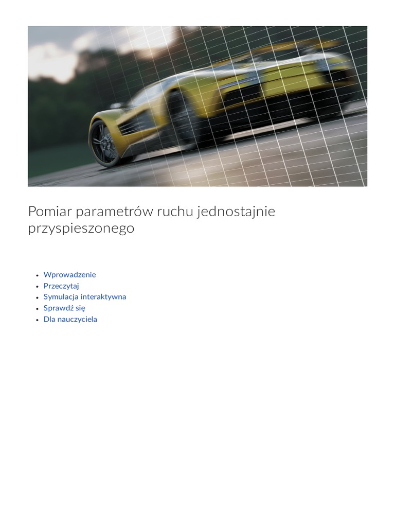 Pomiar Parametrow Ruchu Jednosta | PDF Pomiar Parametrow Ruchu Jednosta | PDF