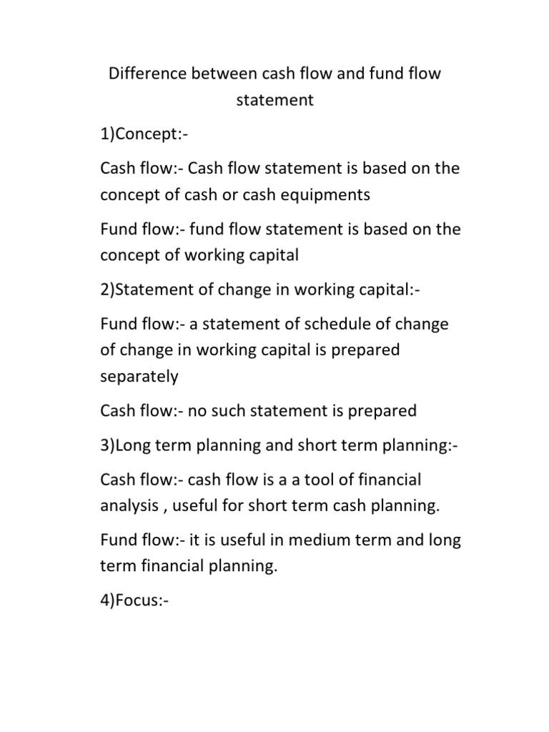 Difference Between Cash Flow and Fund Flow Statement | PDF