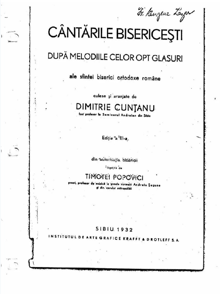PDF Cele 8 Glasuri Bisericesti Dupa Dimitrie Cuntanu Compress | PDF