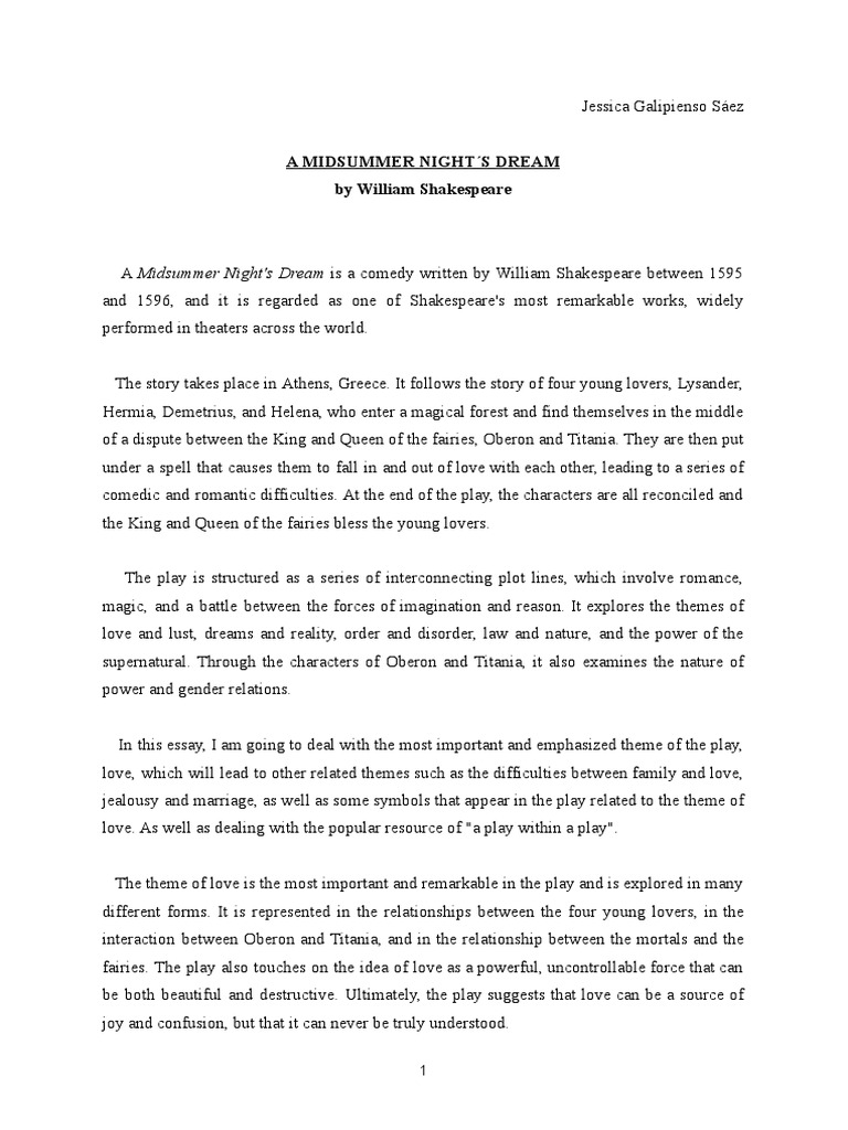 A Midsummer Night S Dream by William Shakespeare | PDF | A Midsummer ...