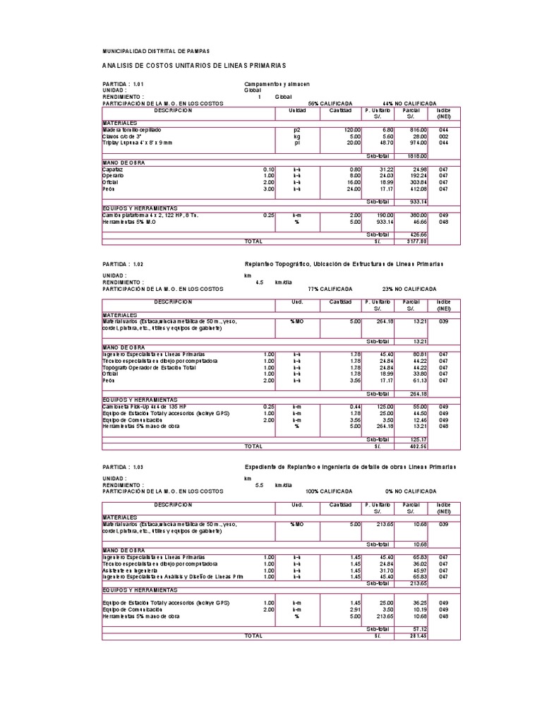 APU Montaje LP | PDF | Ingeniero civil | Ingeniería