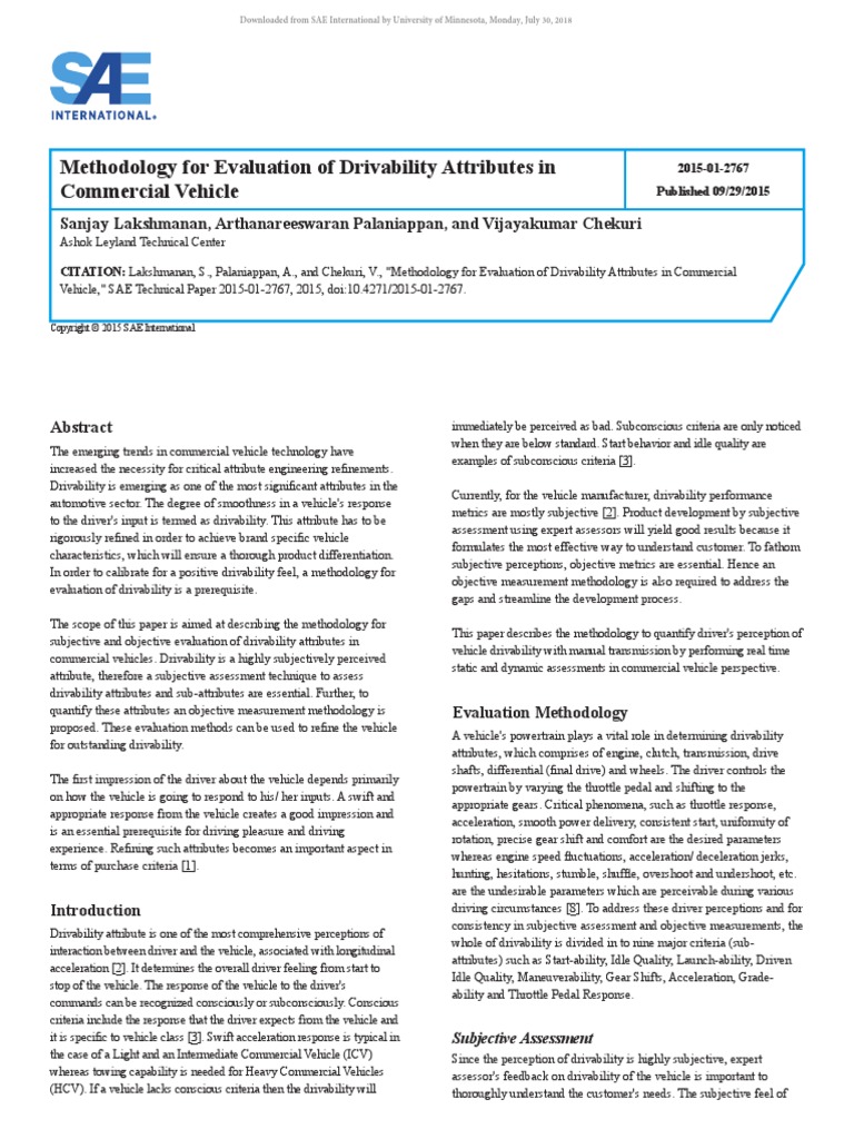 2015 - Methodology For Evaluation of Driveability Attributes in ...