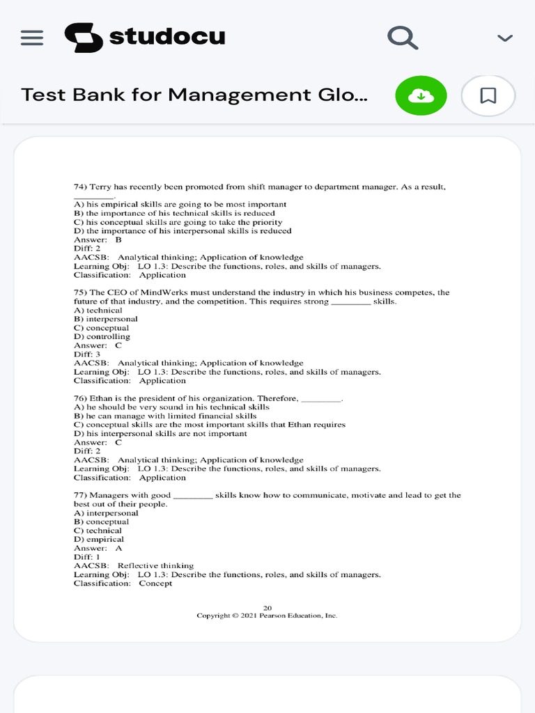 Test Bank For Management Global Edition by Robbins 15th Edition Chapter ...