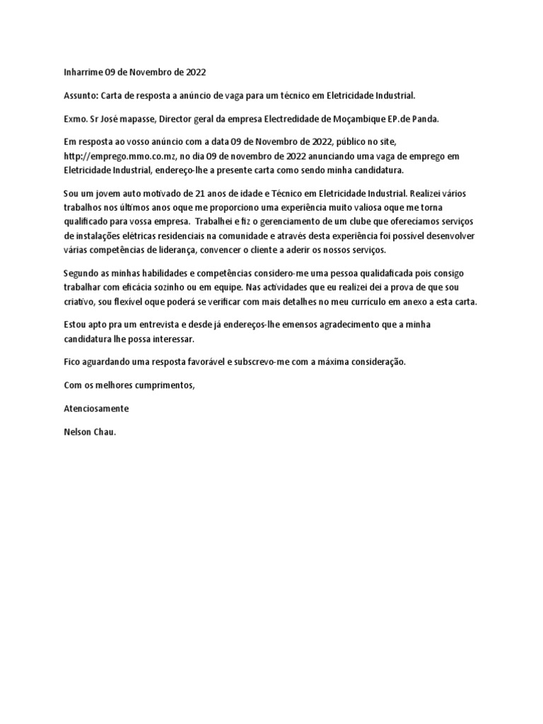Carta de Resposta | PDF