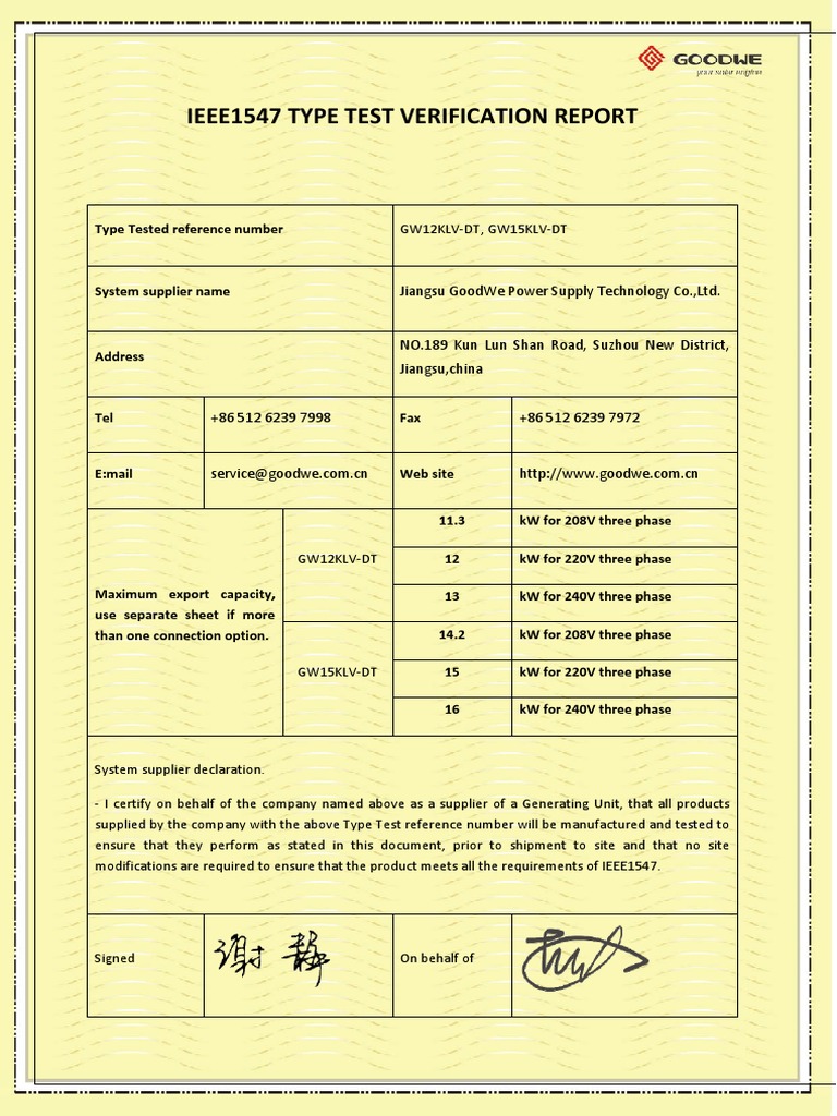 Certificado Ieee 1547 | PDF