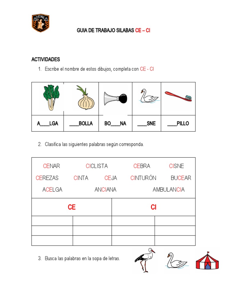Guia de Trabajo Silabas Ce - Ci | PDF
