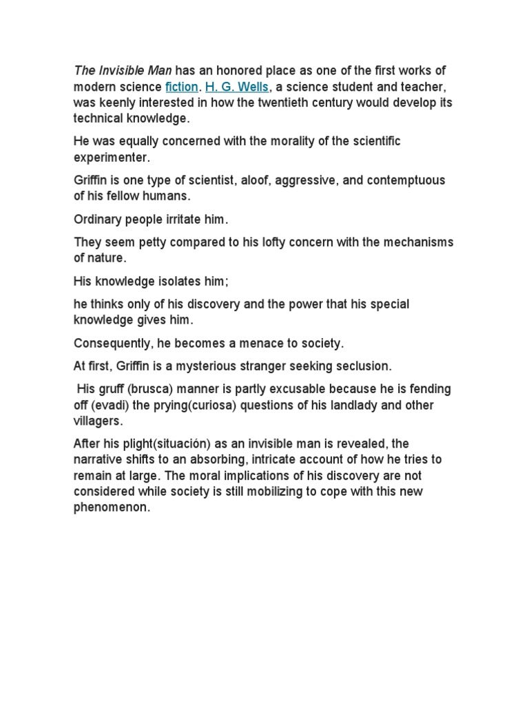 The Invisible Man Analysis Class 17 Abril | PDF | The Invisible Man