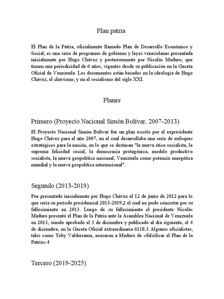 Plan Patria | PDF | Nicolás Maduro | Hugo Chavez