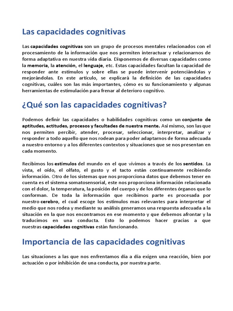 Definición y Funciones Cognitivas | PDF | Cerebro | Percepción