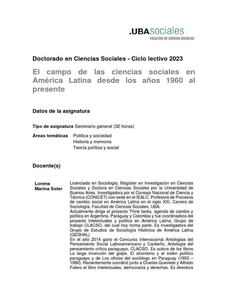 Soler y Casco 2023 | PDF | America latina | Sociología