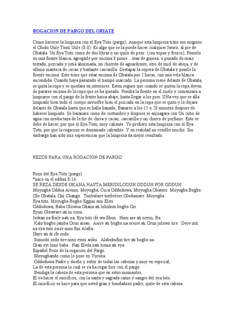Rogacion de Pargo Del Oriate | PDF | Santeria