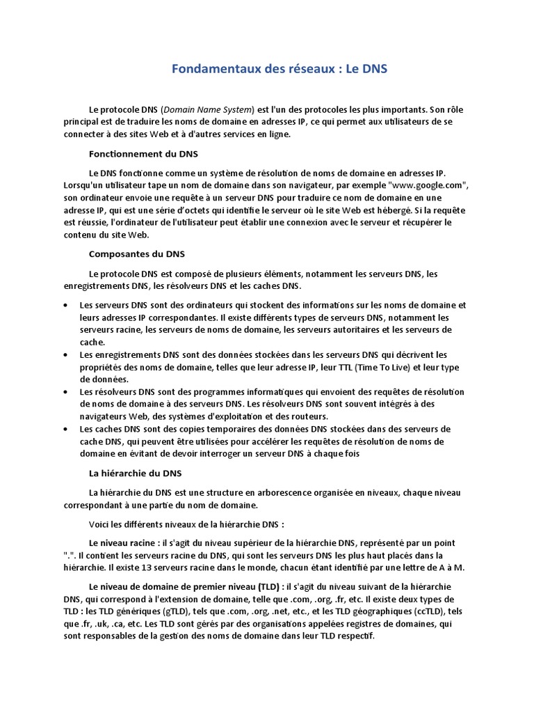 Fondamentaux Des Réseaux: Le DNS | PDF | Système de noms de domaines ...