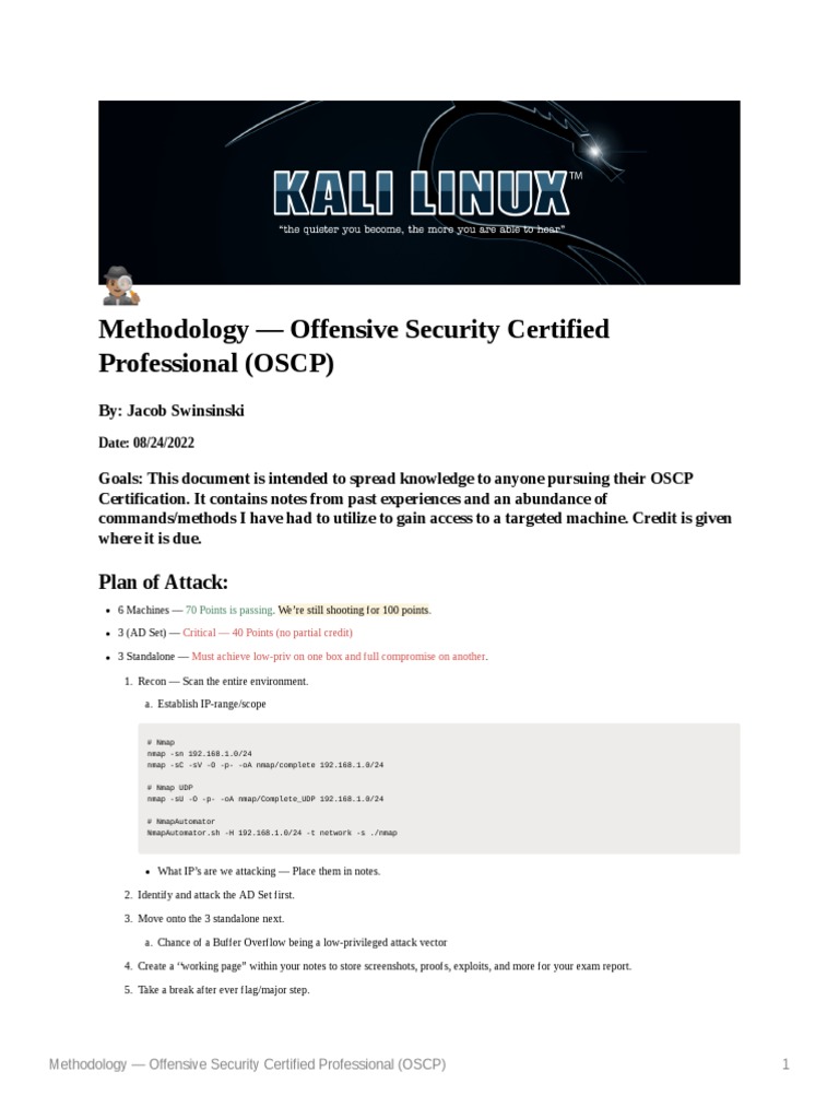 OSCP Methodology Notes | PDF | Secure Shell | File Transfer Protocol