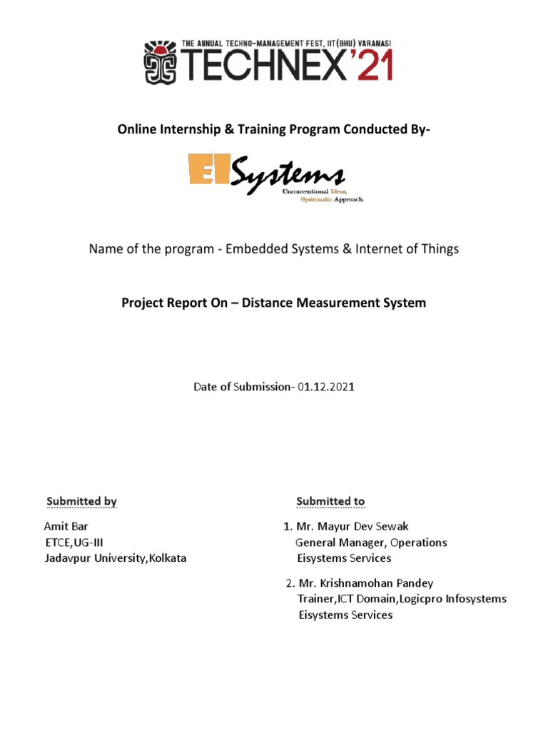 Distance Measurement System Project Report - Amit Bar | PDF