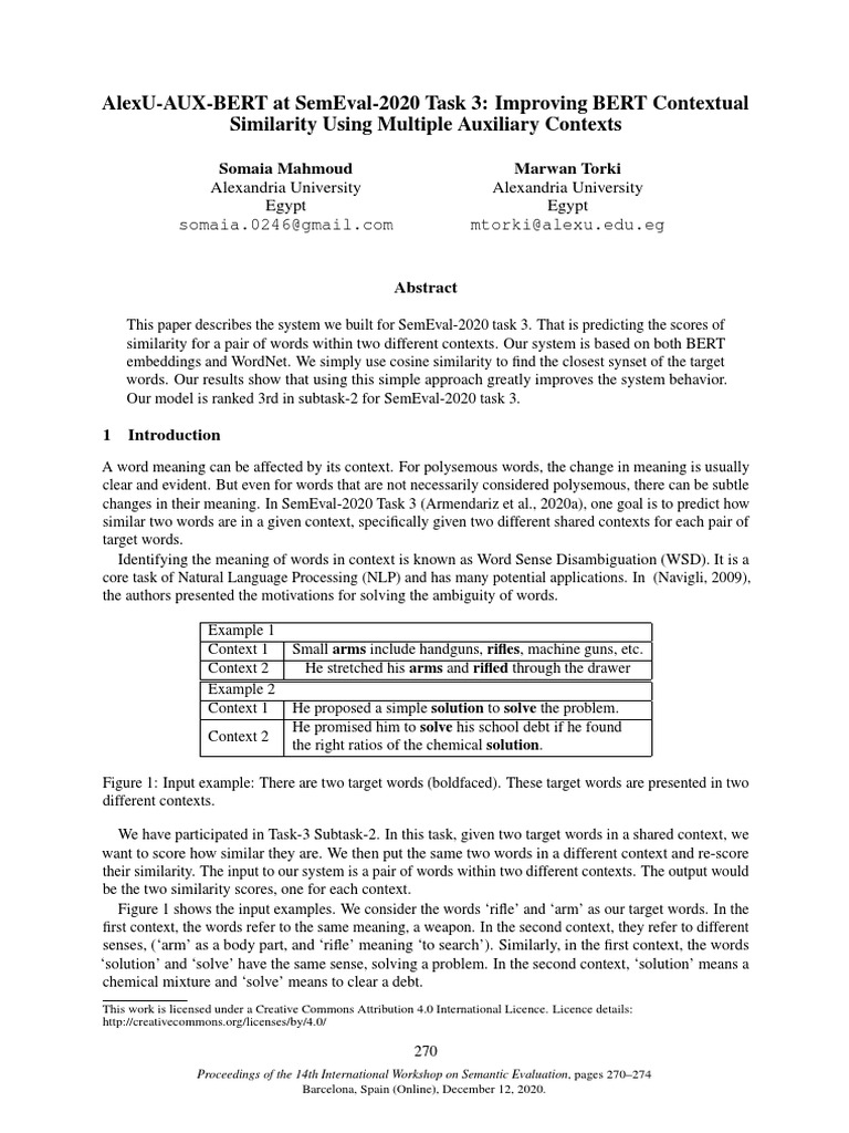 Improving Contextual Word Similarity Scoring Using Multiple Auxiliary Contexts Generated from ...