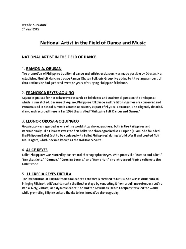 National Artists in Dance & Music | PDF | Orchestras | Performing Arts