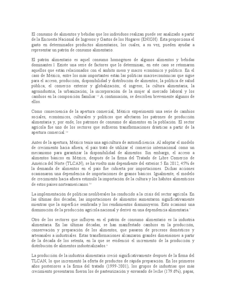 Consideraciones de Patron Alimentario | PDF | Alimentos | Agricultura
