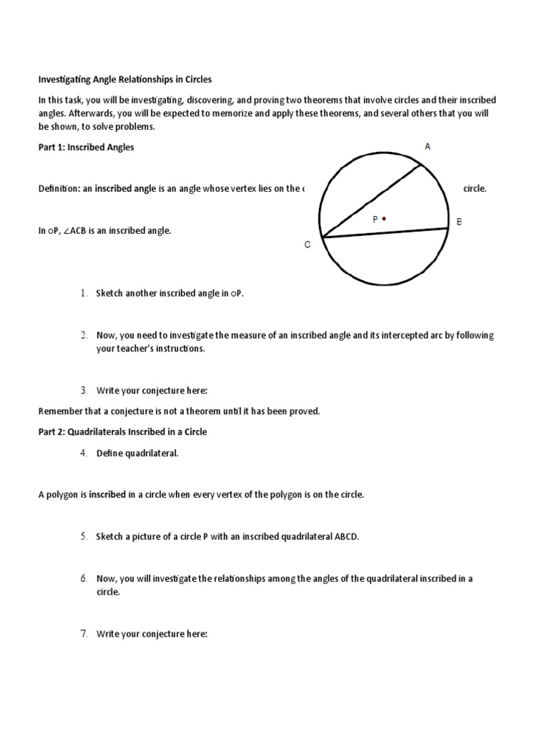 Investigating Angle Relationships in Circles | PDF | Teaching Methods & Materials