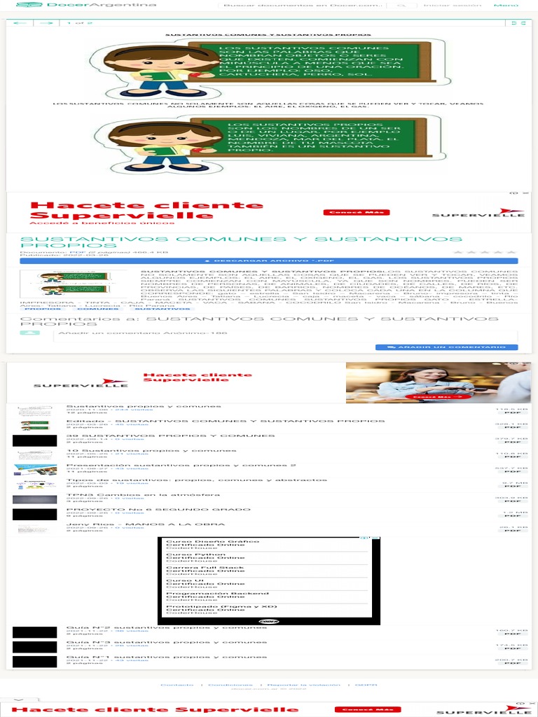 SUSTANTIVOS COMUNES Y SUSTANTIVOS PROPIOS - PDF Docer - Com.ar | PDF
