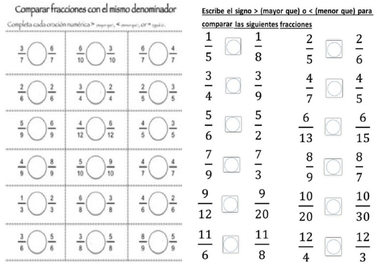 Comparar Fracciones | PDF