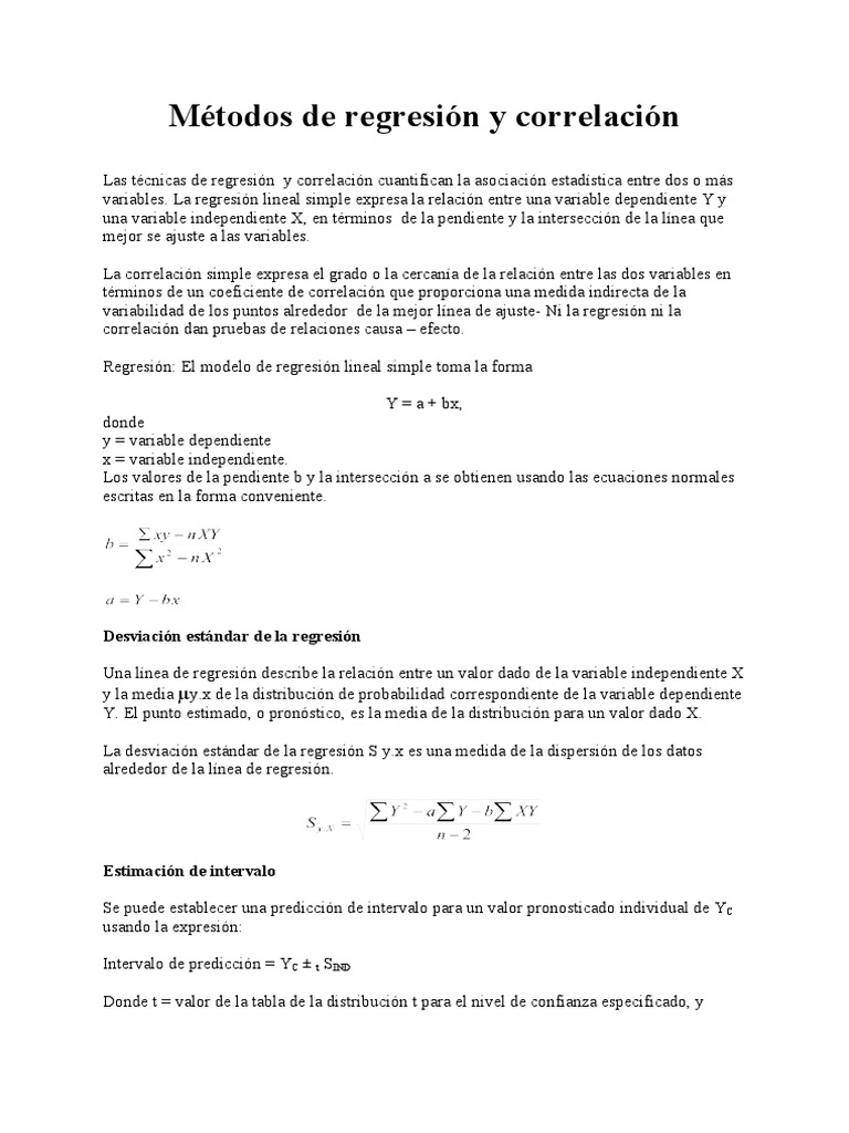Metodo de Regresion y Correlacion | PDF | Análisis de regresión ... Metodo de Regresion y Correlacion | PDF | Análisis de regresión ...
