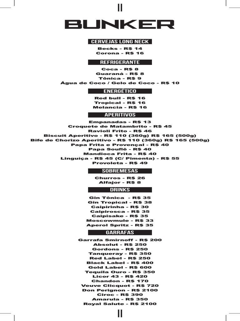 Cardapio Bunker | PDF