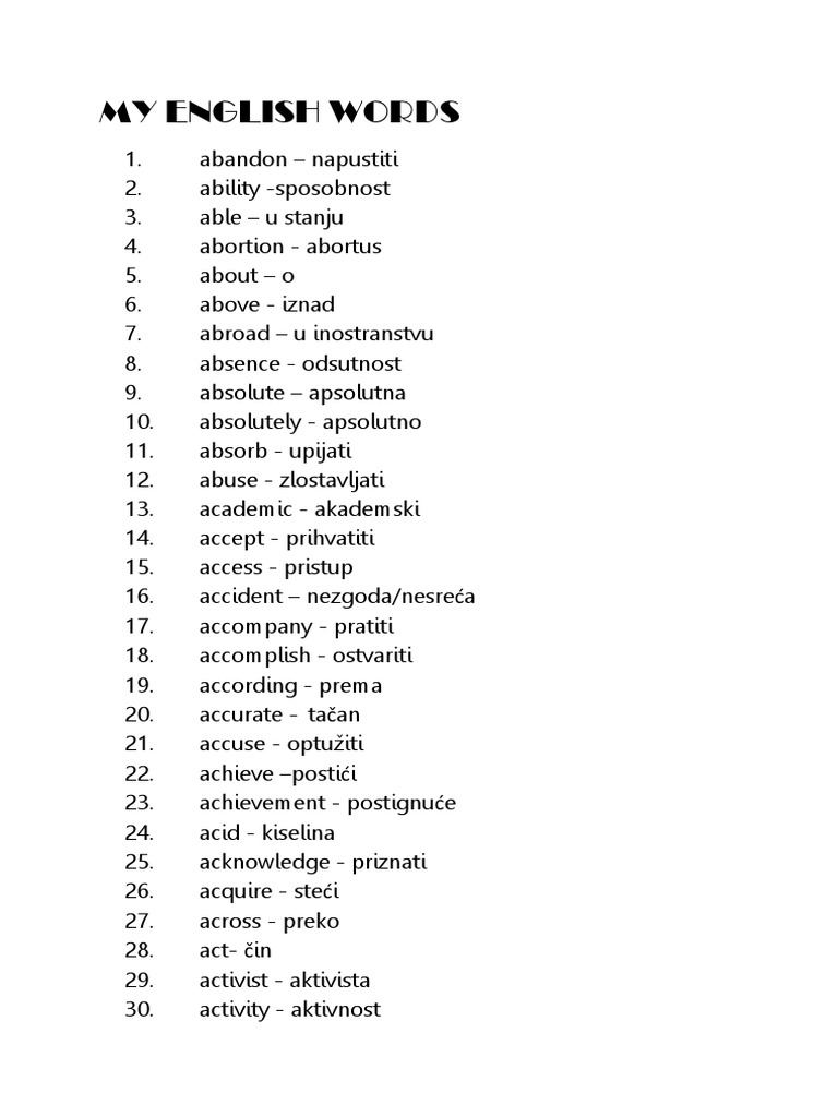 English Words | PDF