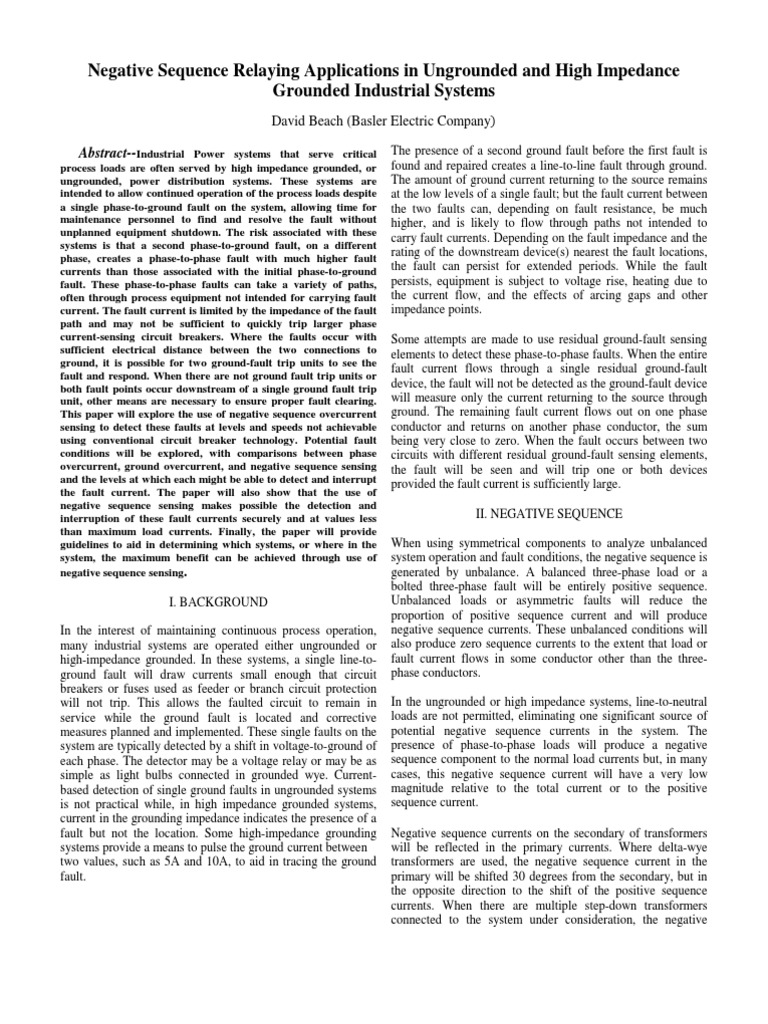 Negative Phase Sequence Protection | PDF | Science & Mathematics