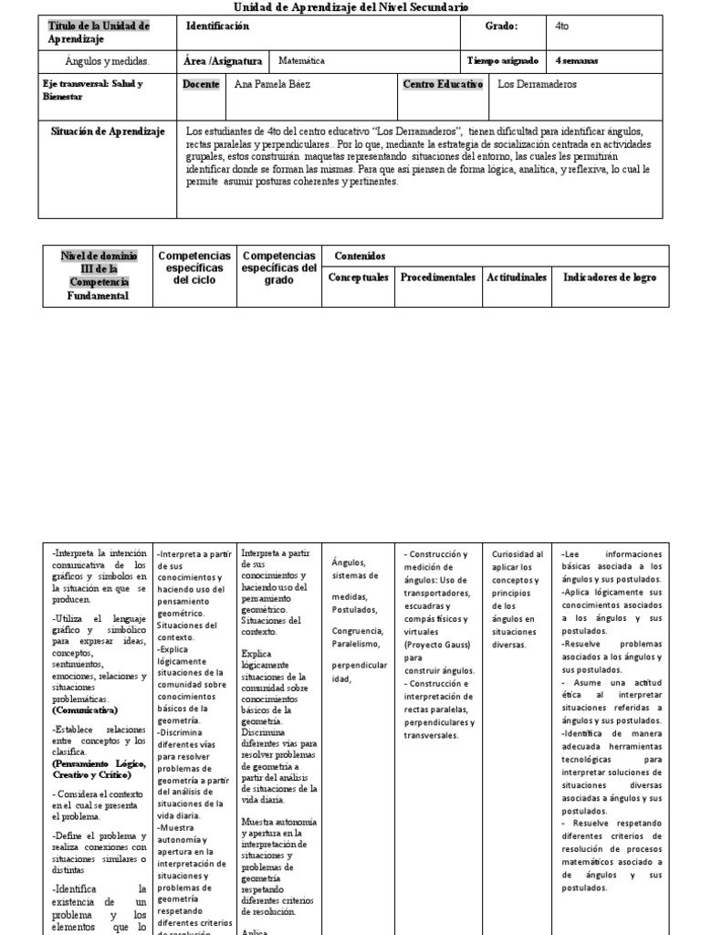 4to Los Ángulos y Rectas | PDF | Geometría | Aprendizaje