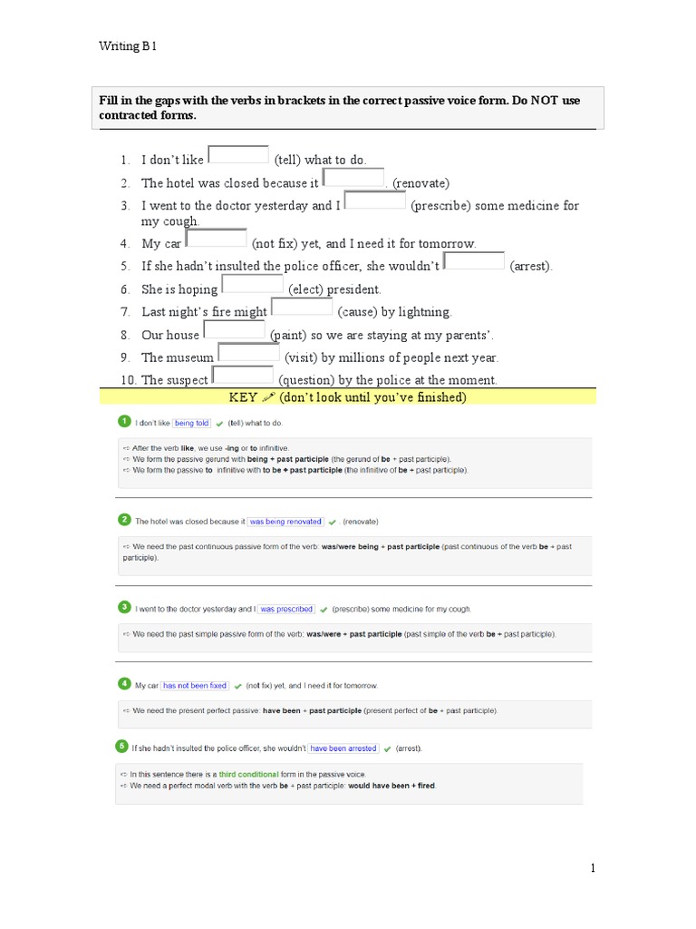 Passive Voice Verb Forms Fill in the Gaps Exercise | PDF