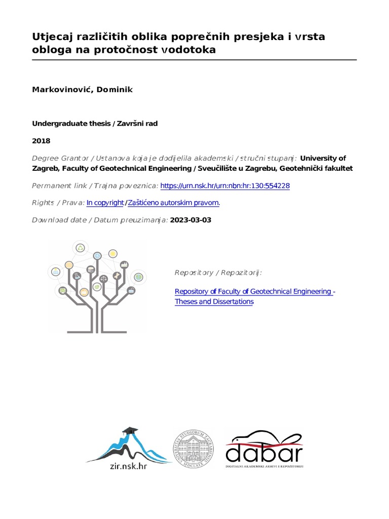 Dominik Markovinovic - Utjecaj Razlicitih Oblika Poprecnih Presjeka I Vrsta Obloga Na Protocnost ...