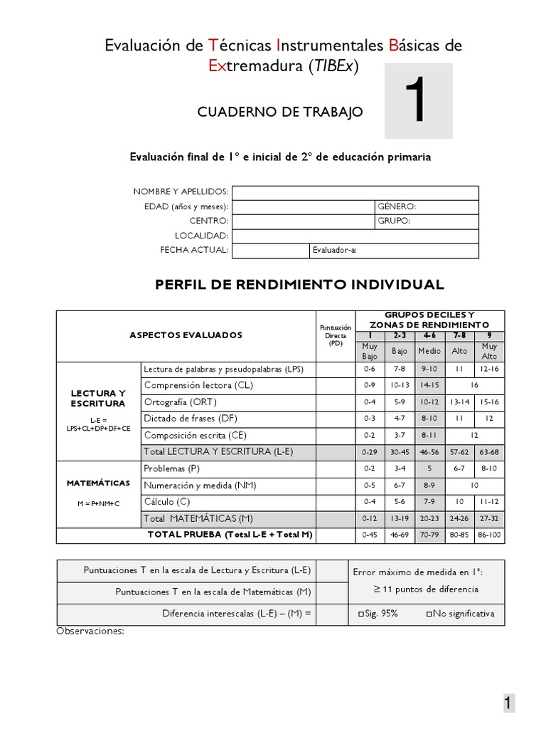 Evaluación TIBEx para Primaria | PDF | La lingüística aplicada ...