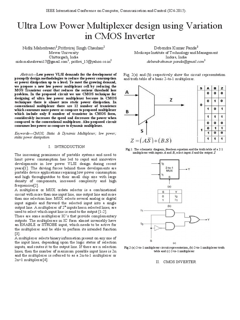 Low Power Mux | PDF | Cmos | Logic Gate