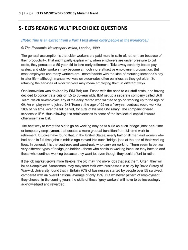 5-Ielts Reading Multiple Choice Questions: Ielts Magic Workbook by ...