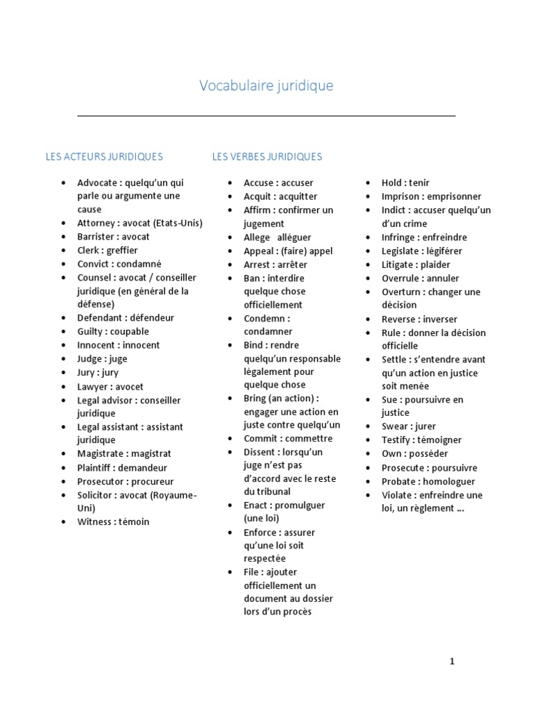Vocabulaire Juridique | PDF | Crimes | Crime et violence