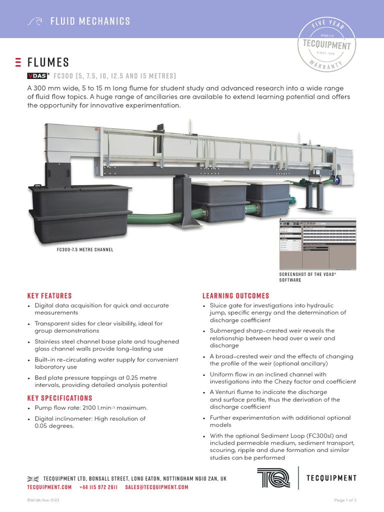 FC300 All Lengths Flumes Channel Datasheet | PDF | Spillway | Civil Engineering