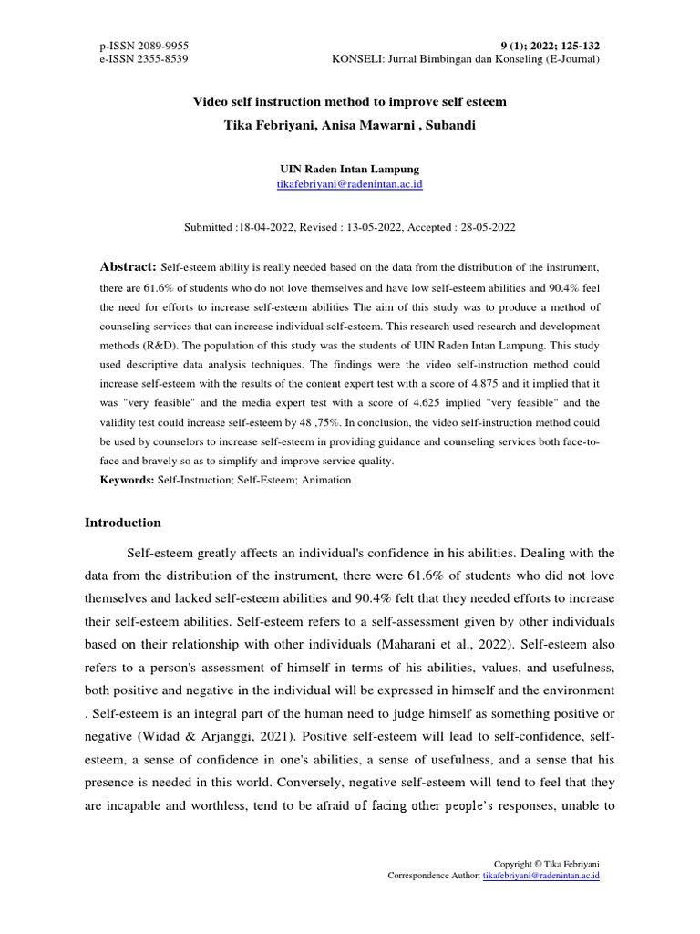 Video Self Instruction Method To Improve Self Este | PDF | Self Esteem ...