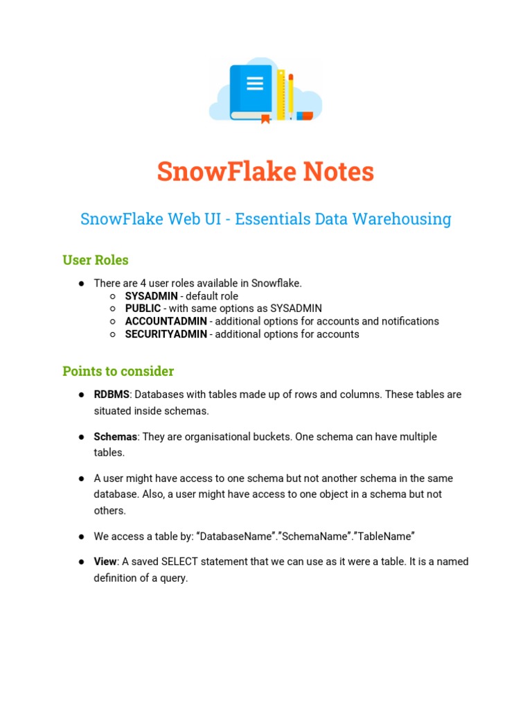 An Overview of Snowflake Data Warehousing Concepts Including User Roles ...