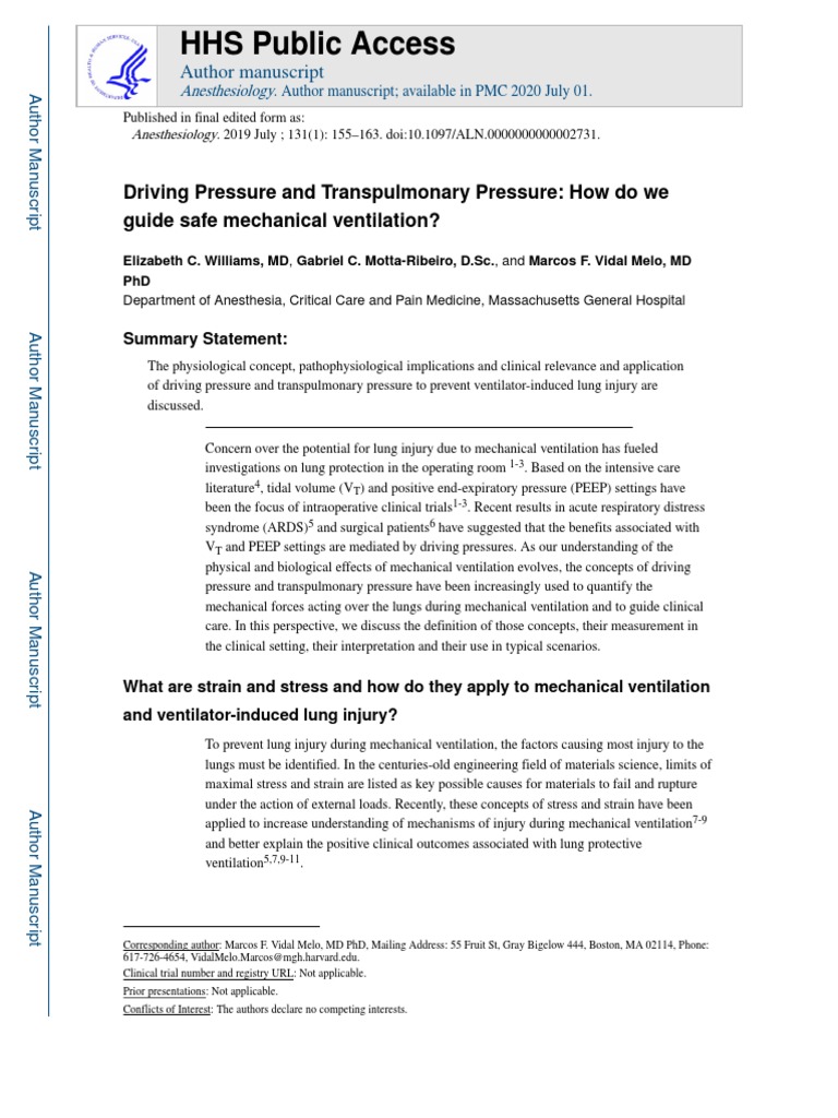 Presiunea de Platou Si Driving Pressure | PDF | Medicine | Respiration