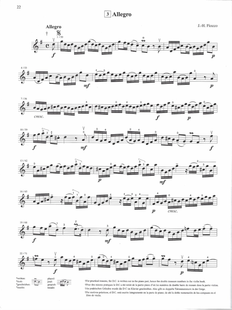 Fiocco Allegro Violin Solo | PDF