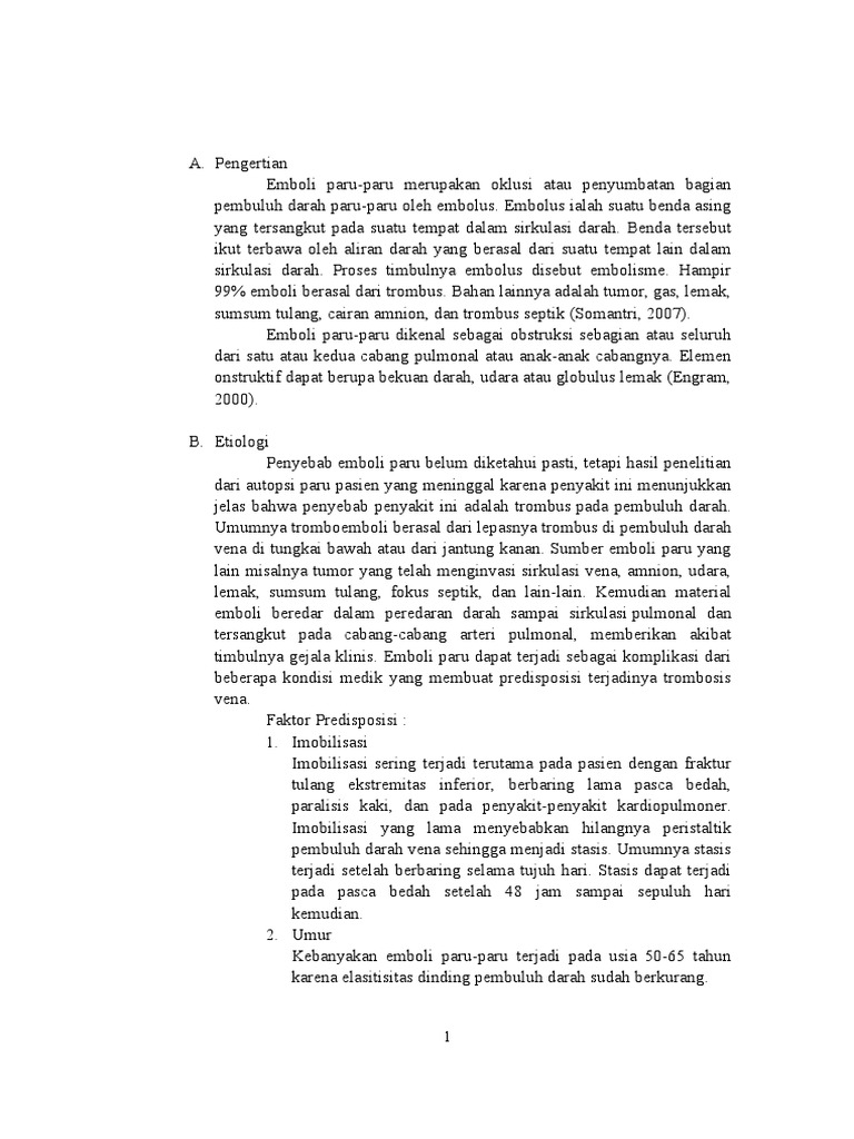 Penyebab dan Gejala Emboli Paru | PDF | Kesehatan Holistik