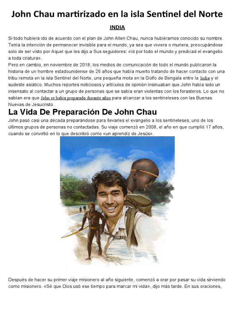 John Chau Martirizado en La Isla Sentinel Del Norte | PDF | Jesús | Oración