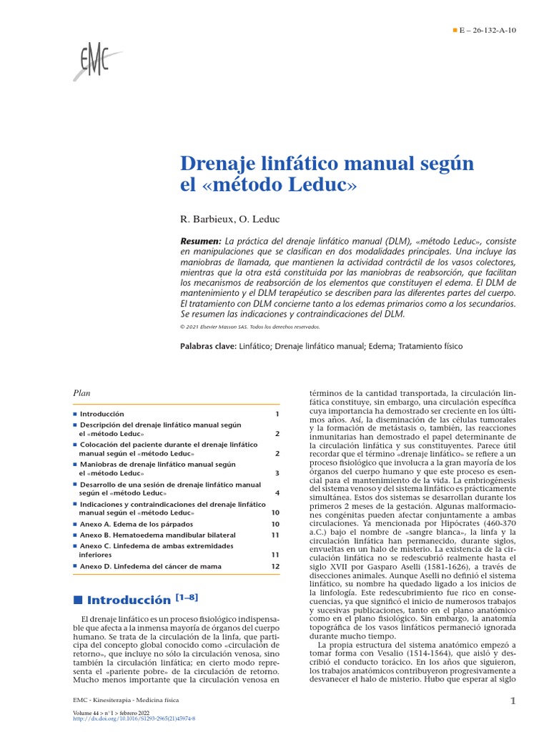 Drenaje Linf Tico Manual Seg N El M Tod 2022 EMC Kinesiterapia Medicina | PDF | Sistema ...