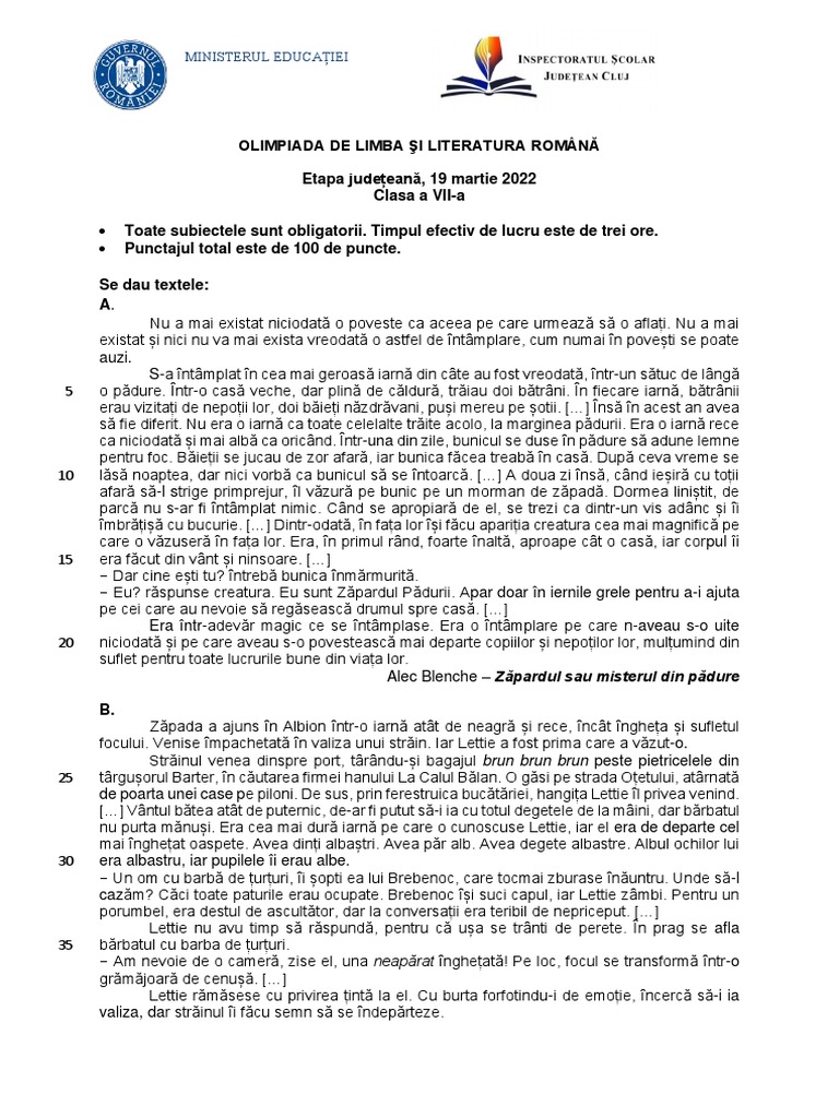 Subiect 7 OLLR 2022 | PDF