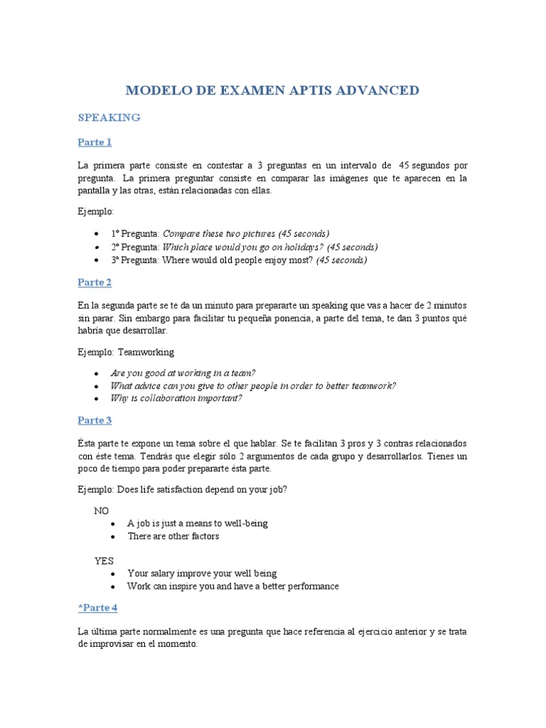 Modelo APTIS ADVANCED | PDF