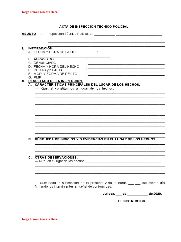 ACTA de ITP - Jorge Franco Armaza Deza | PDF